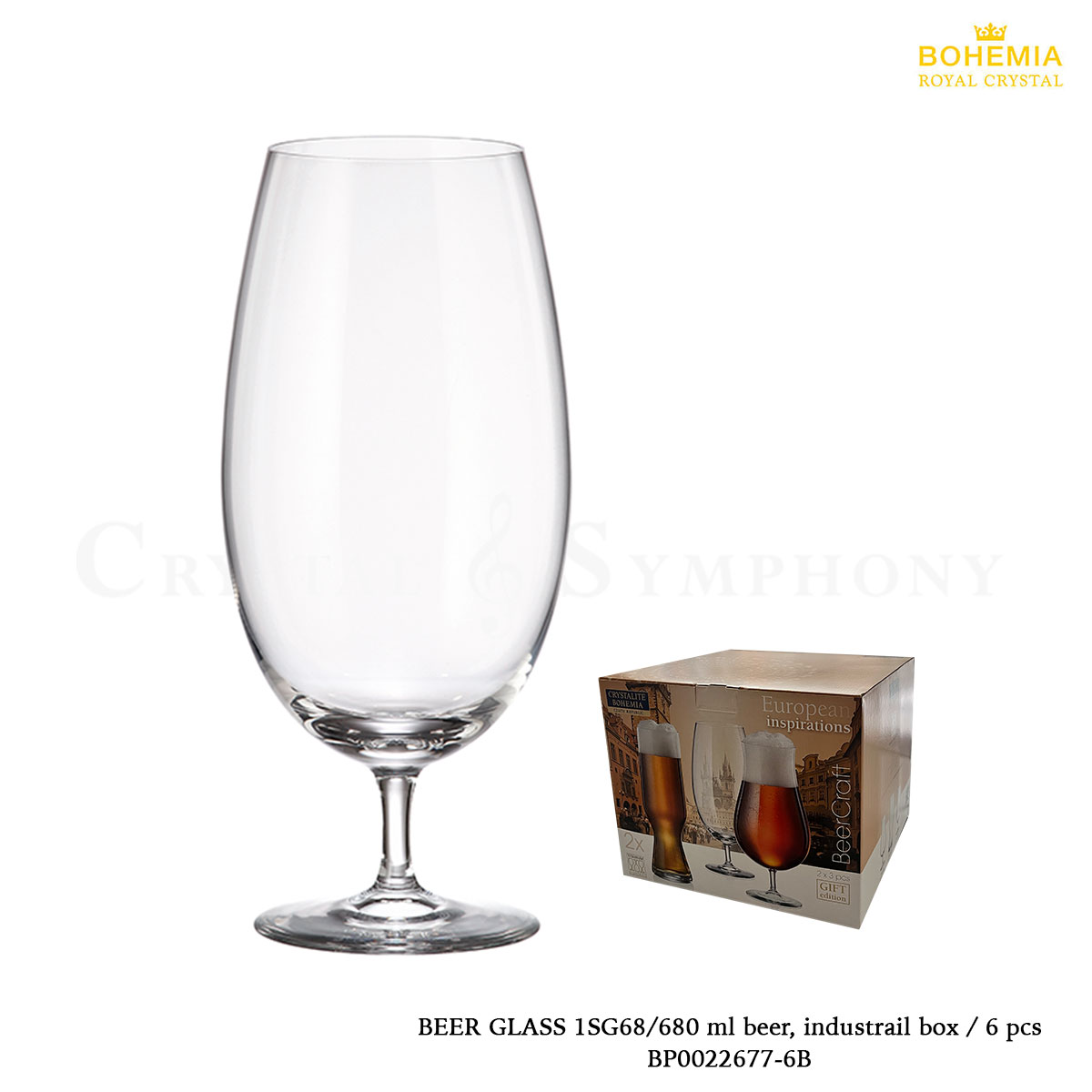 ชุดแก้วเบียร์ BOHEMIA BEER GLASS 680 ml BP0022677/6B - Crystal Symphony