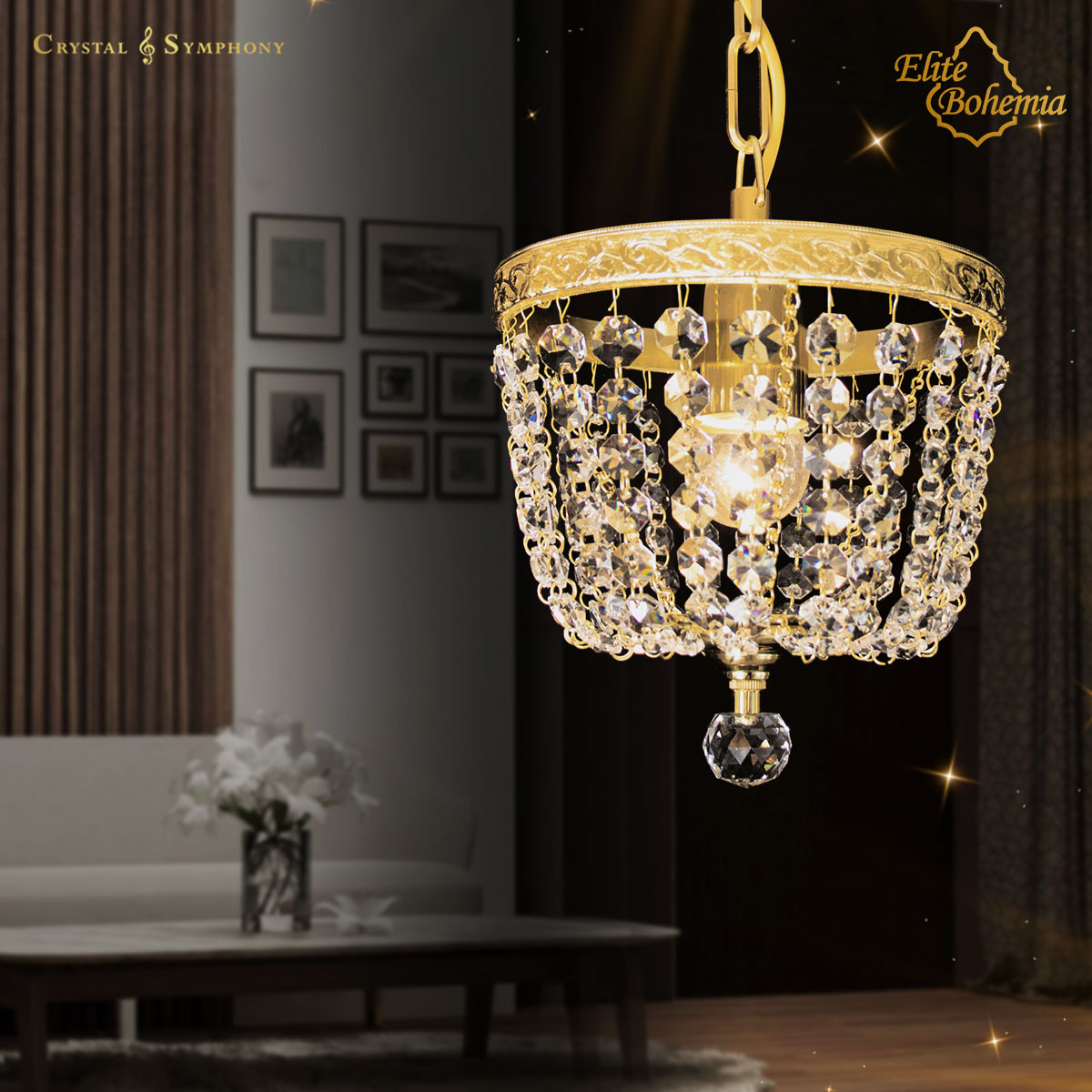 โคมไฟเพดาน Elite Bohemia E/L711/1/05/G - Crystal Symphony